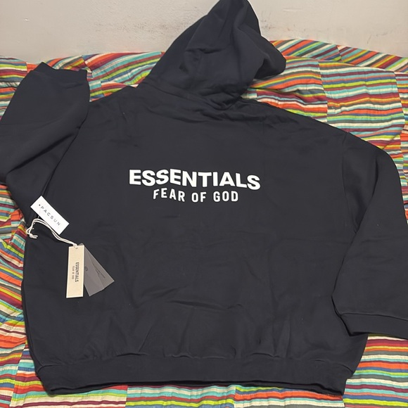 Fear of God | Sweaters | Essentials Fear Of God Black Hoodie With Qr ...